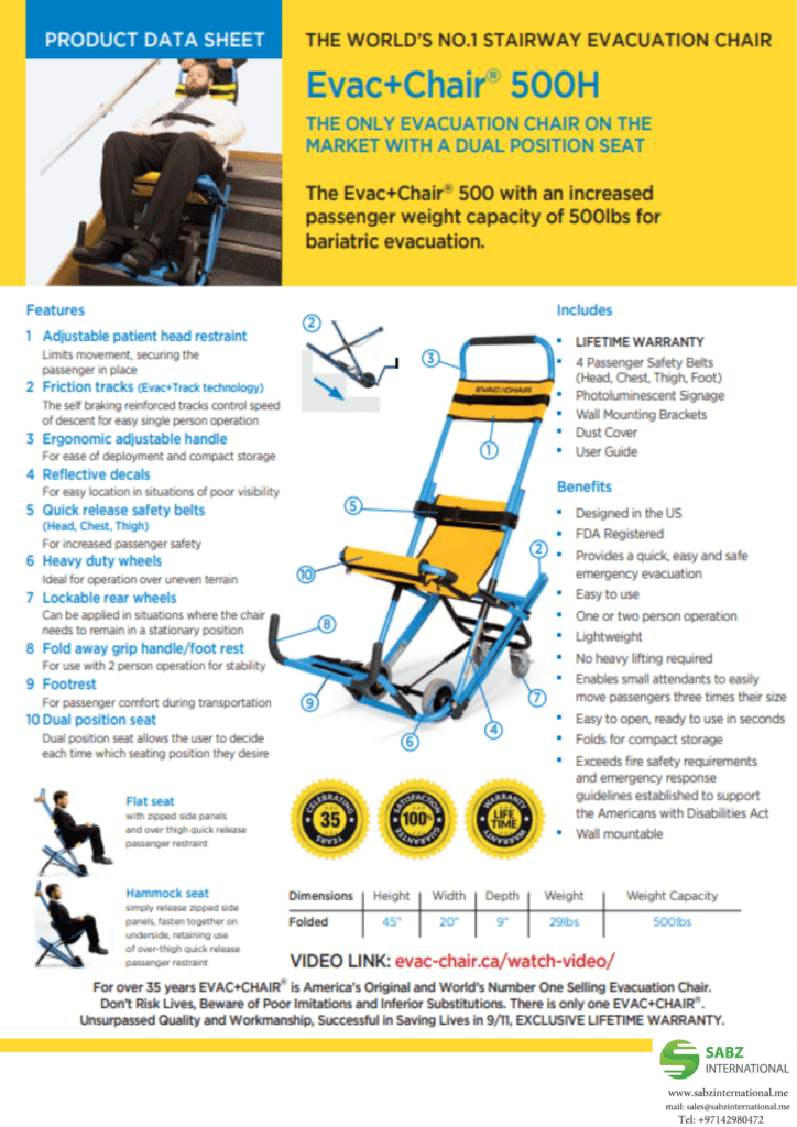 Evacuation Chairs in Dubai | Emergency Stair Chairs UAE - Supplier